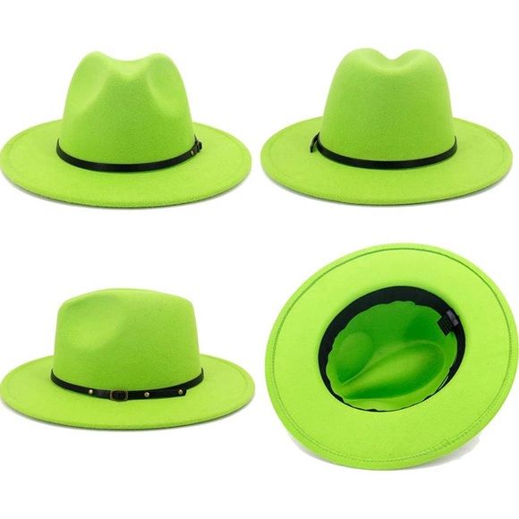 Accessories | Neon Green Ladies Stylish Fedora Hat New | Poshmark